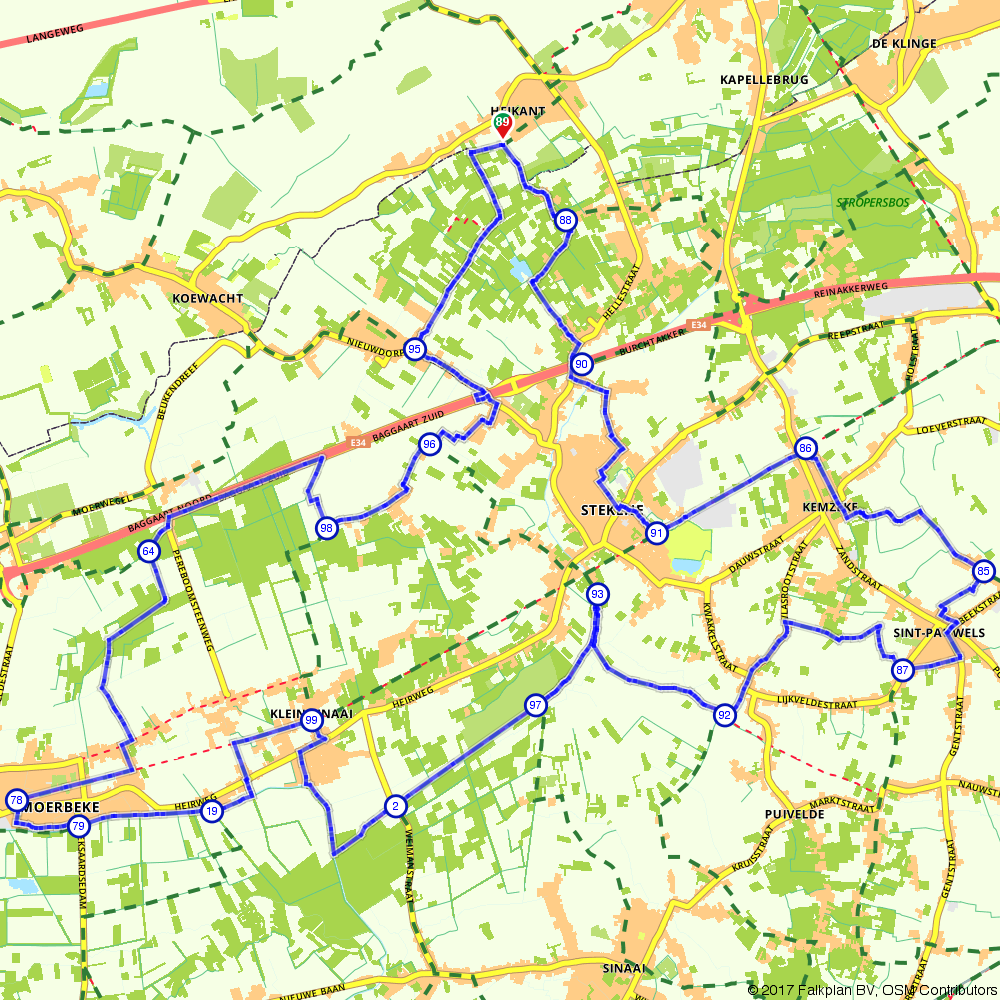 route heikant-tekenen-moerbeke-heikant - Hulst - Cycling route | Route.nl
