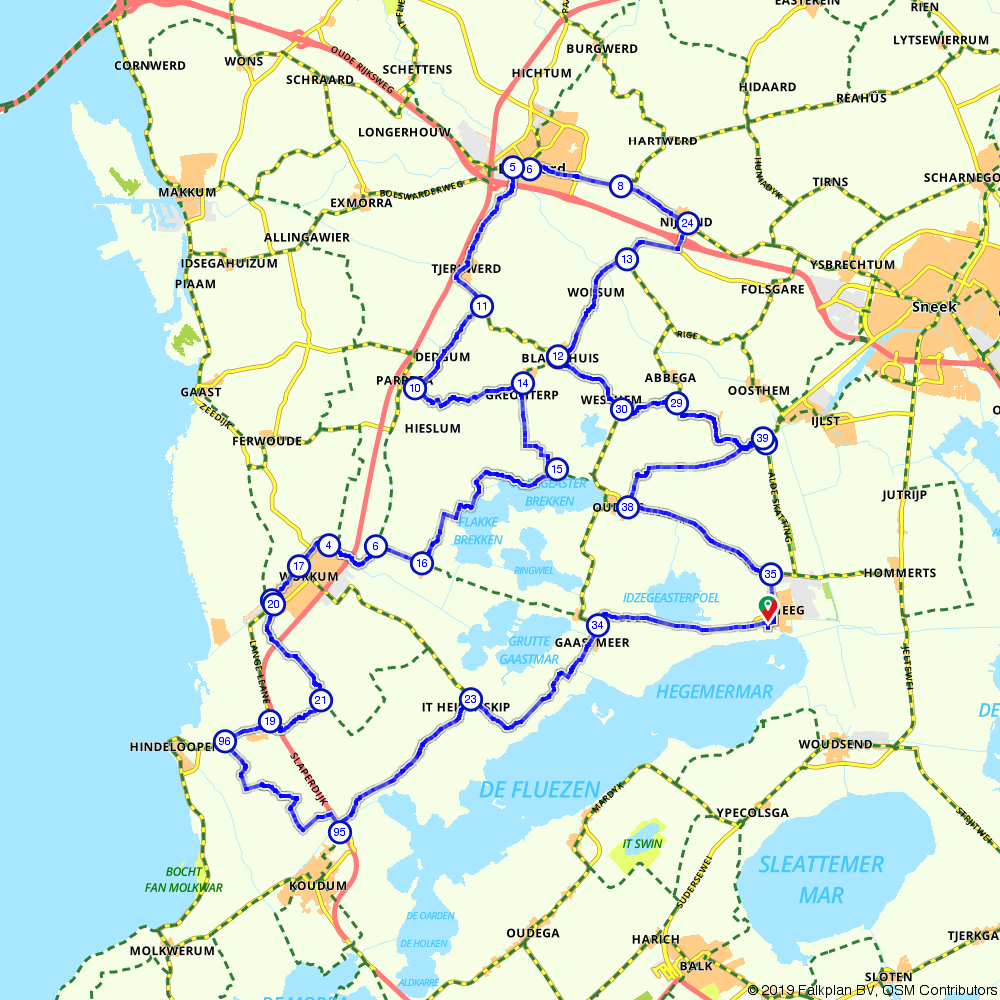 Rondje Heeg-Bolsward-Workum GPS - Súdwest-Fryslân - Fietsroute | Route.nl