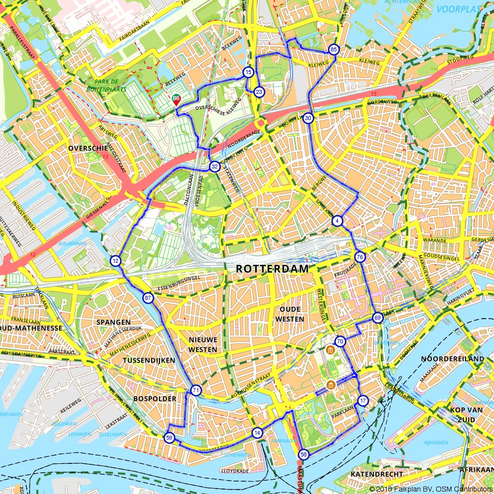 Cycling through Rotterdam - Rotterdam - Cycling route | Route.nl