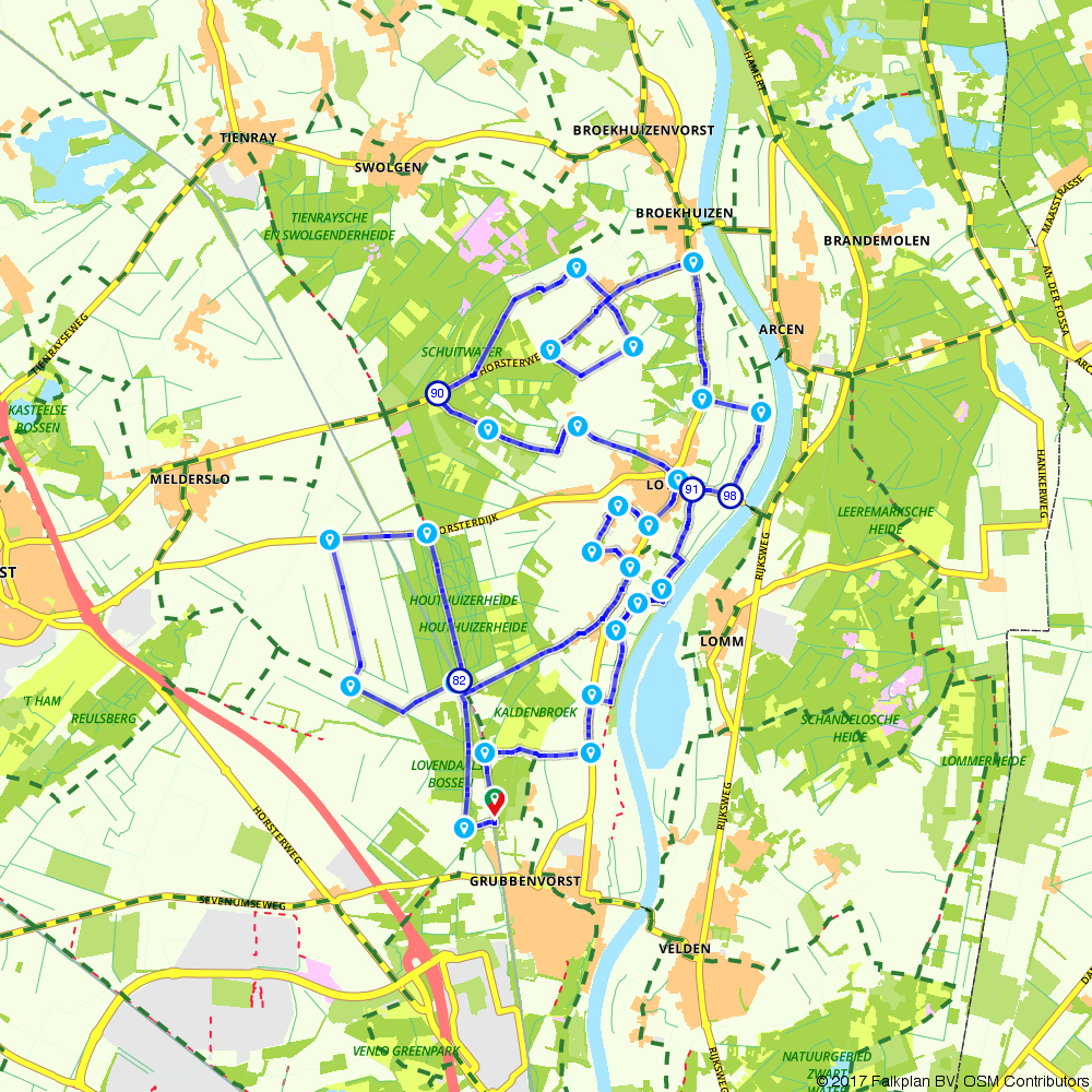 Rozenroute Lottum - Horst aan de Maas - Fietsroute | Route.nl