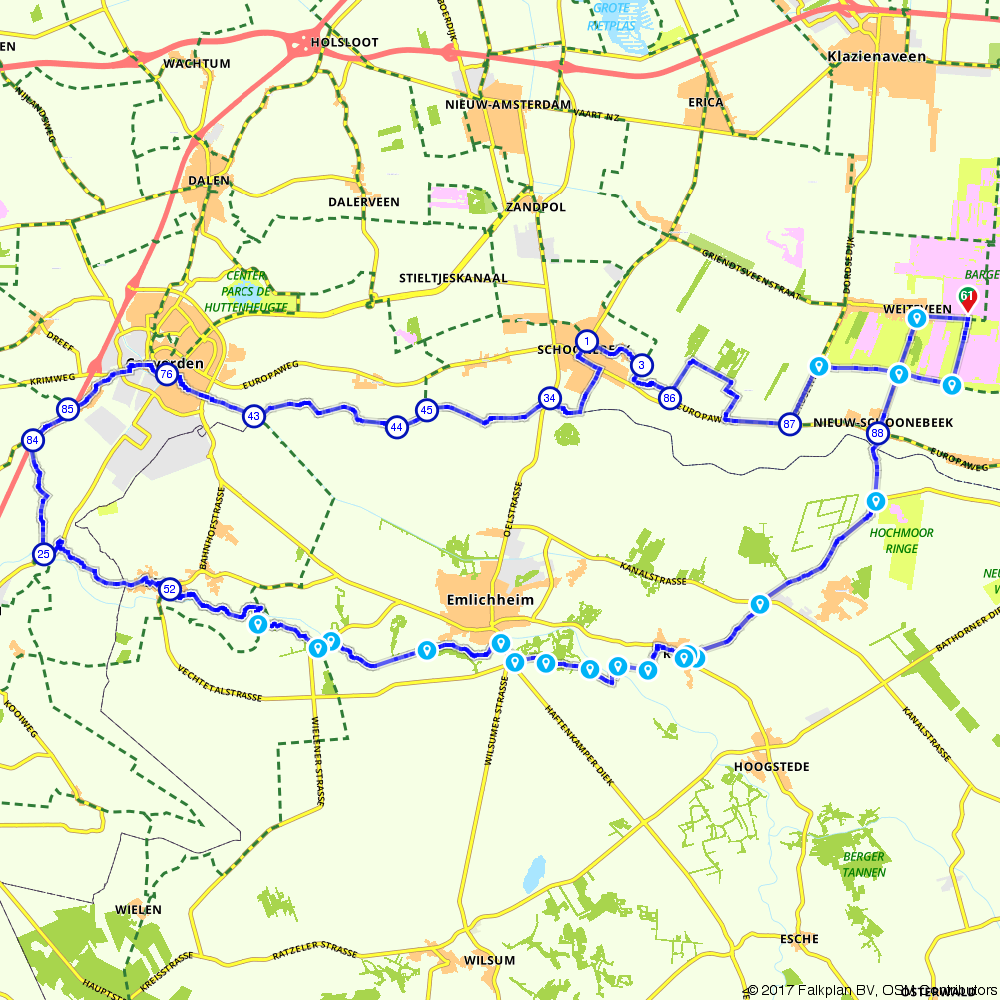 Weiteveen, Ringe, Via Vecht Laar, Coevorden Schoonebeek 66KM - Emmen ...