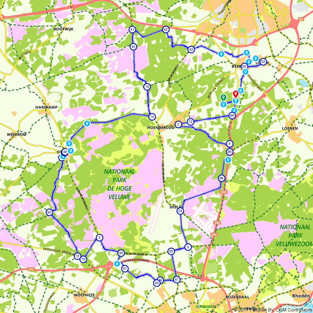Veluwe 17 Beekbergen - 81 km - Apeldoorn - Cycling route | Route.nl