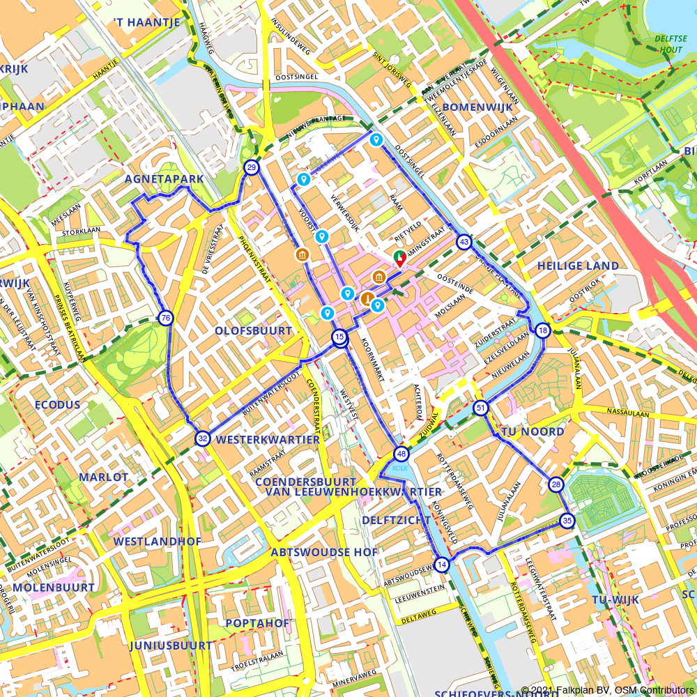 Walking through historic Delft - Delft - Hiking route | Route.nl