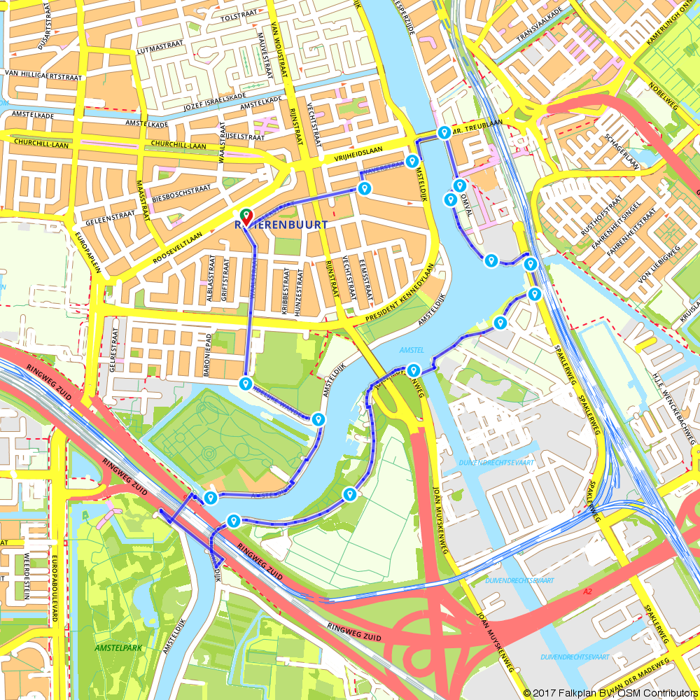 Tour of Amsterdam Amstel from Waalstraat - Amsterdam - Hiking route ...