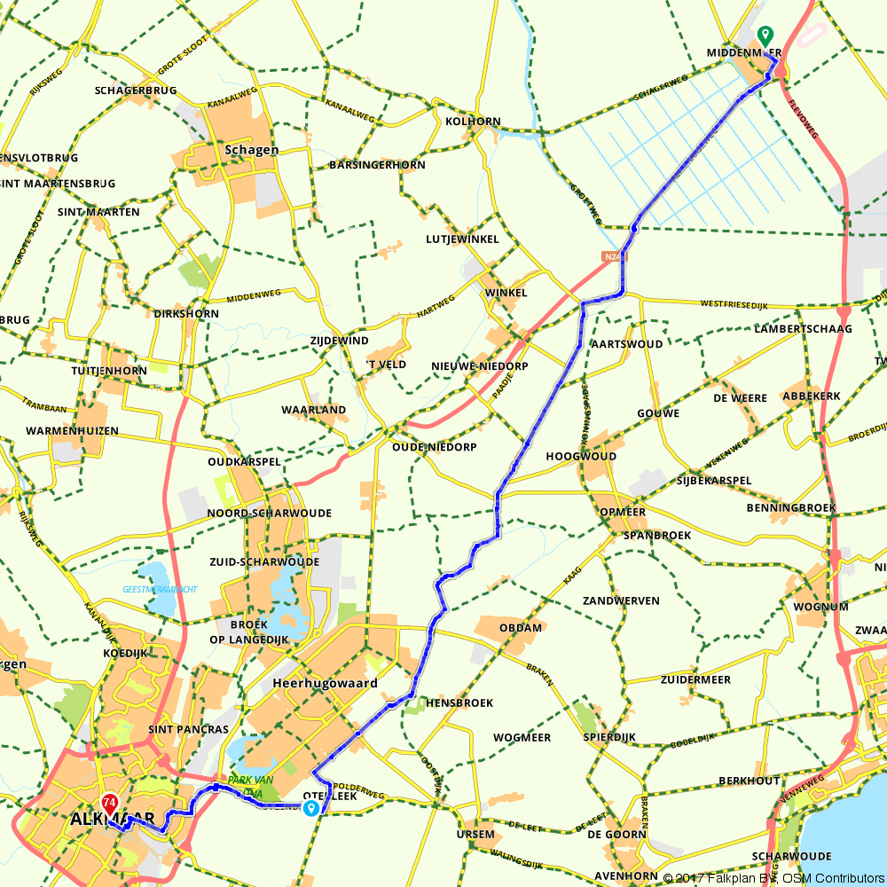 From Middenmeer to Oterleek - Hollands Kroon - Cycling route | Route.nl