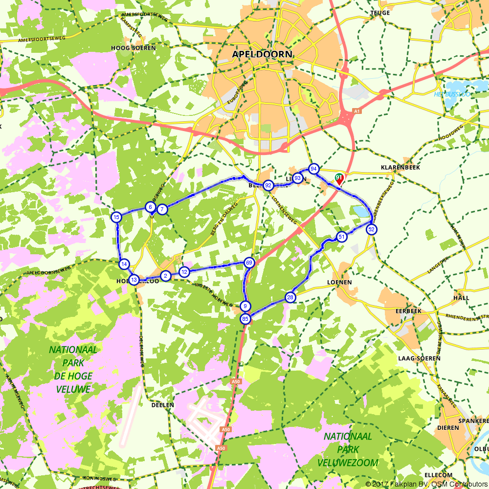 Tour of the Veluwe from Beekbergen - Apeldoorn - Cycling route | Route.nl