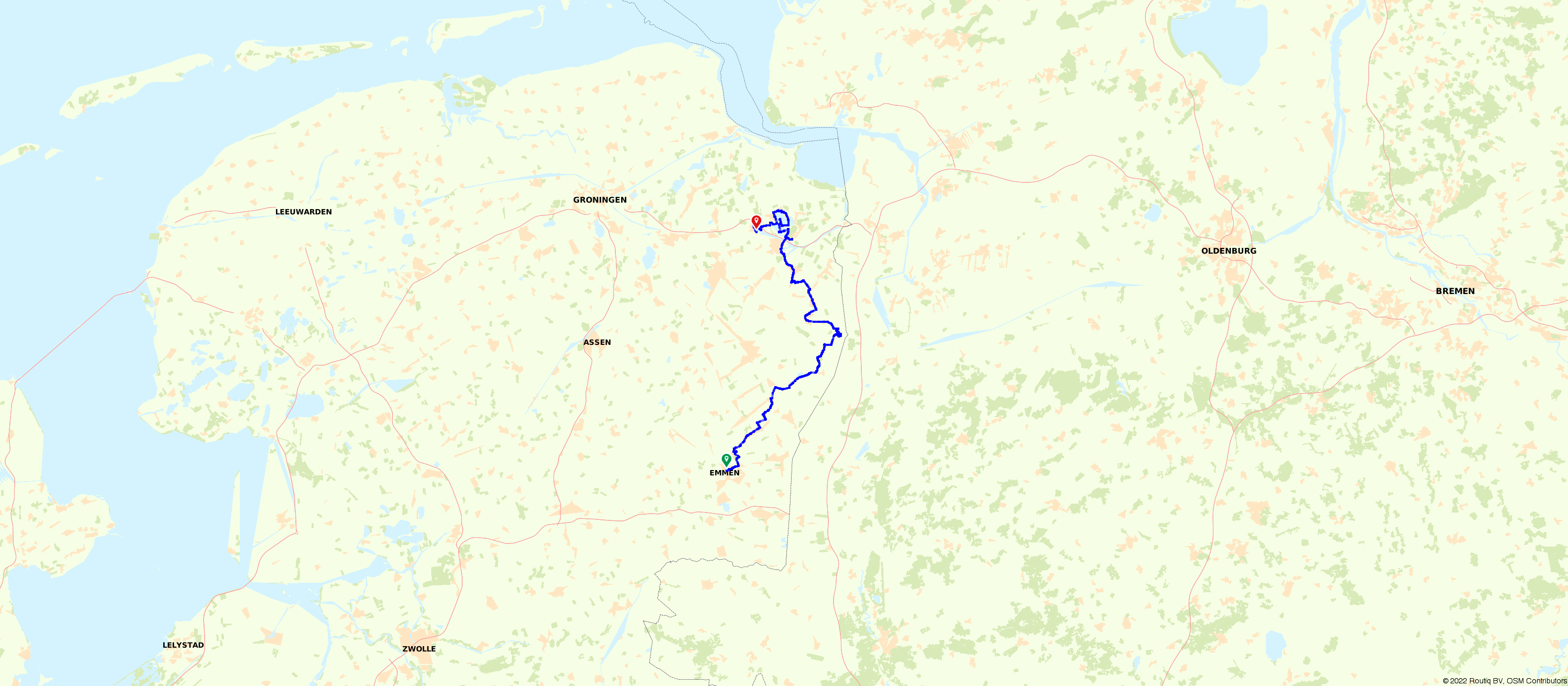 Emmen - Bourtange - Scheemda 97km - Emmen - Cycling route | Route.nl
