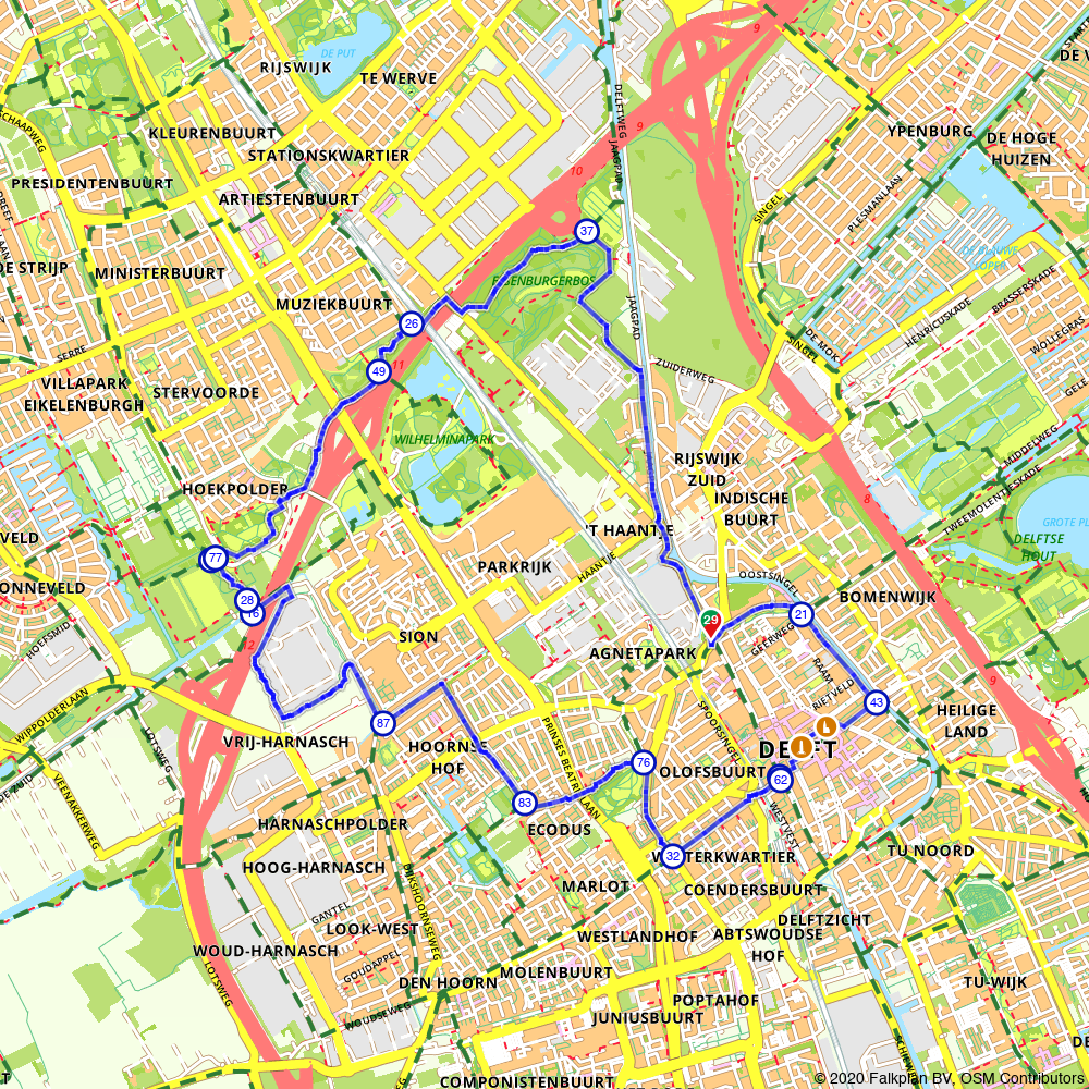 Walking through Delft and Rijswijk - Delft - Hiking route | Route.nl