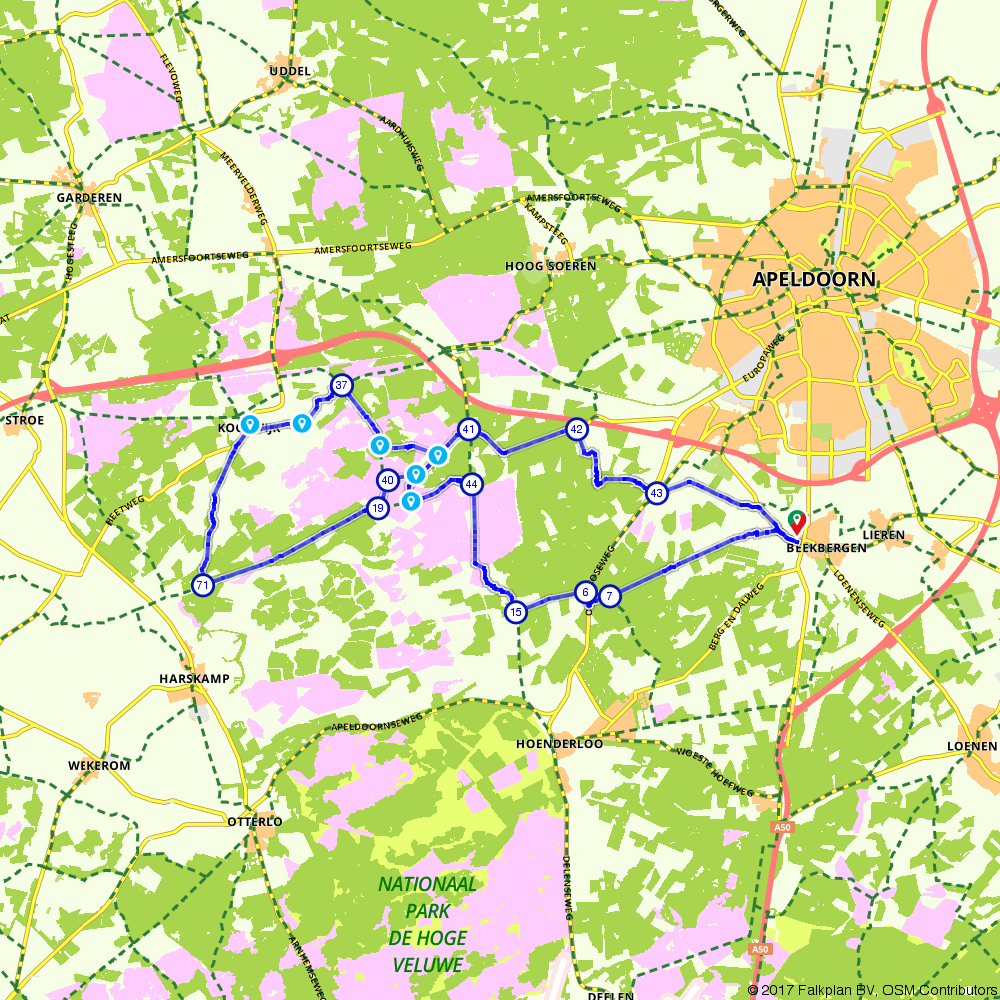 Rondje Kootwijk vanuit Beekbergen - Apeldoorn - Fietsroute | Route.nl