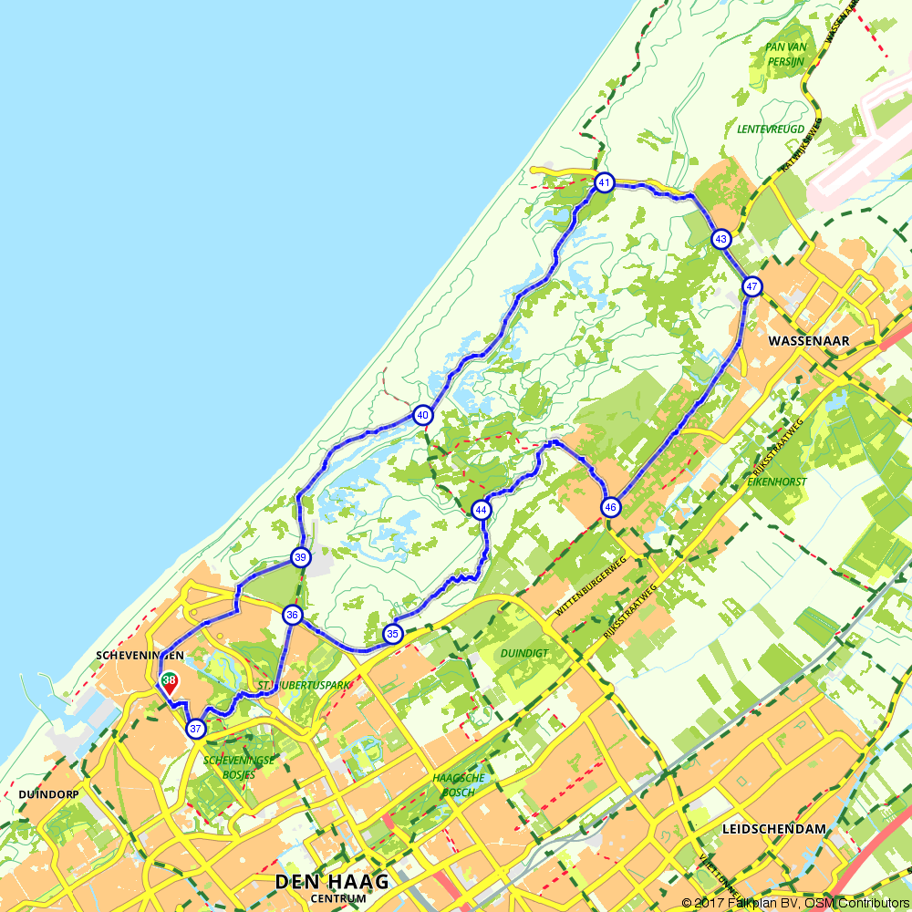 Route Scheveningen Wassenaar - The Hague - Cycling route | Route.nl
