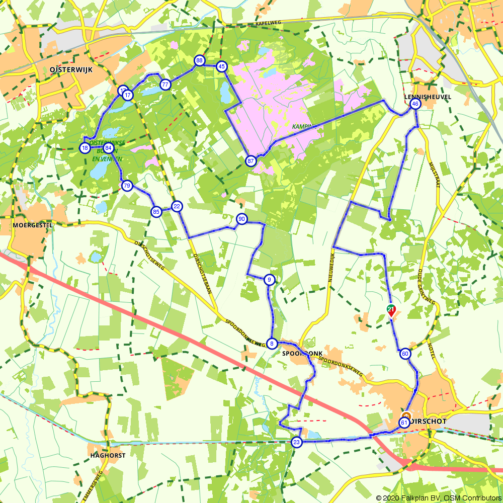 The vast nature around Oirschot - - Cycling route | Route.nl