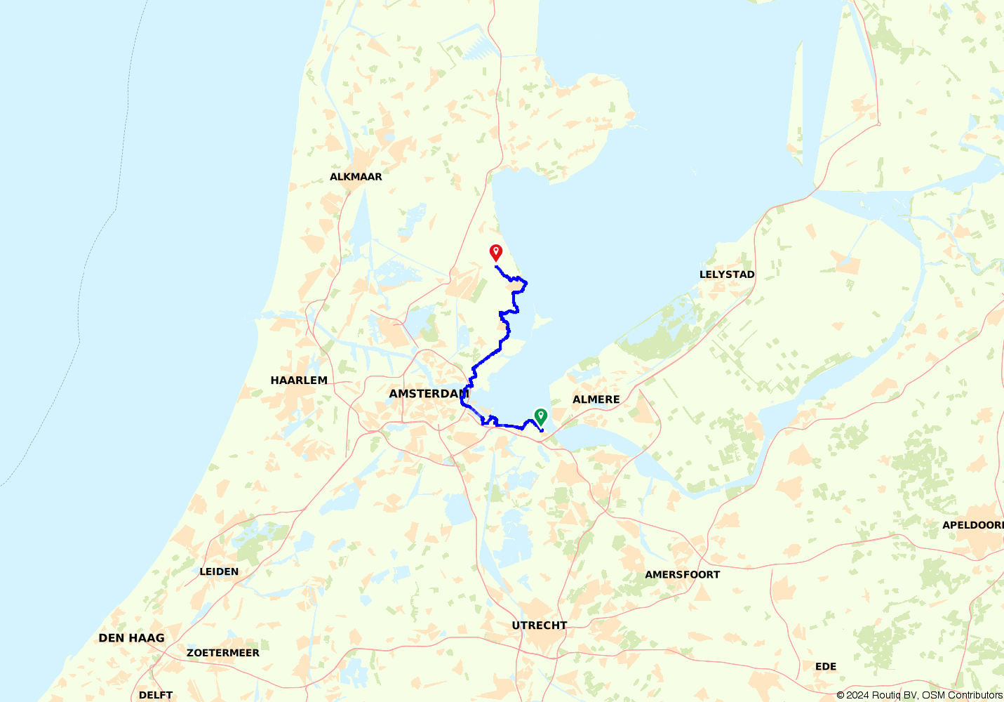 Routiq - 747584 Zuiderzee route stage 6: From Muiderberg to Purmerend