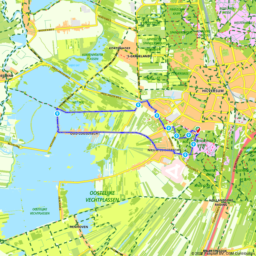 A walk through the Loosdrechtse Plassen - Hilversum - Hiking route ...