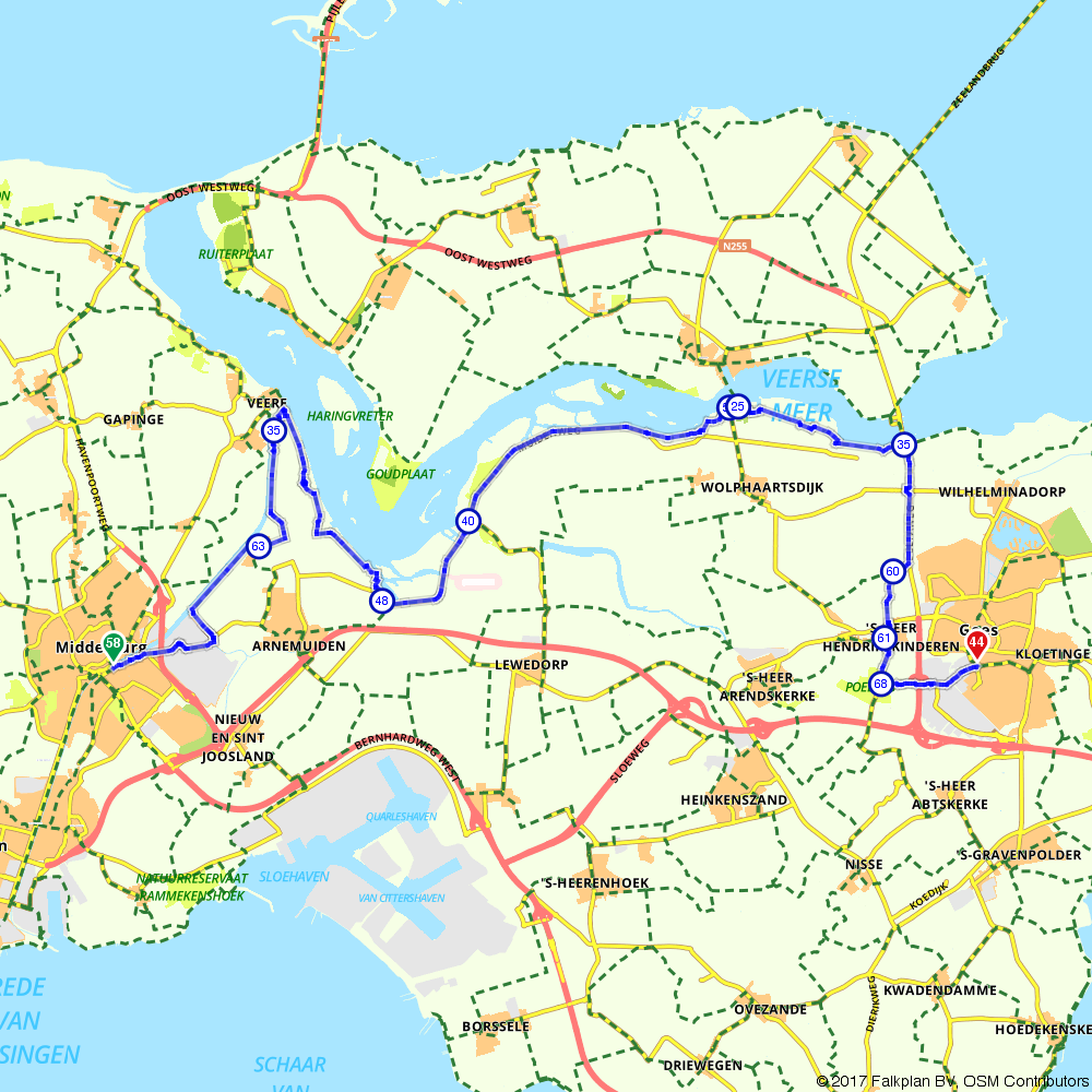 Middelburg-Goes langs het Veerse Meer - Middelburg - Fietsroute | Route.nl
