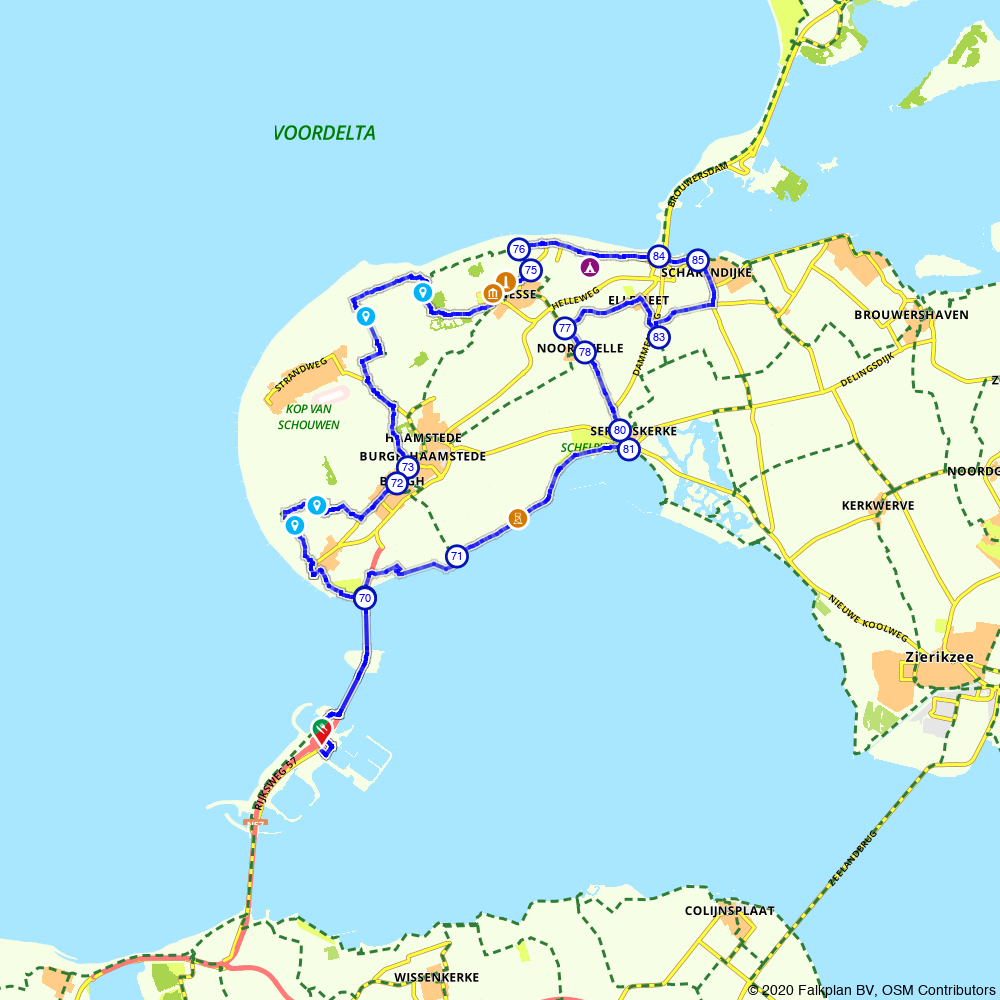 From Neeltje Jans to Burgh-Haamstede - Veere - Cycling route | Route.nl