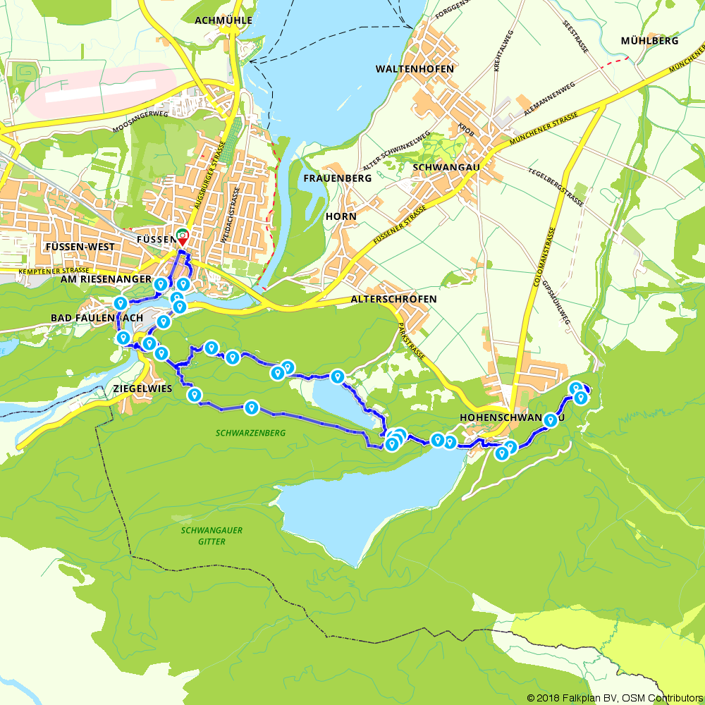 Three Castles Hike from Füssen - Füssen - Hiking route | Route.nl
