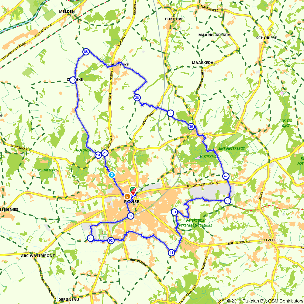 Ronse: city with a view - Ronse - Cycling route | Route.nl