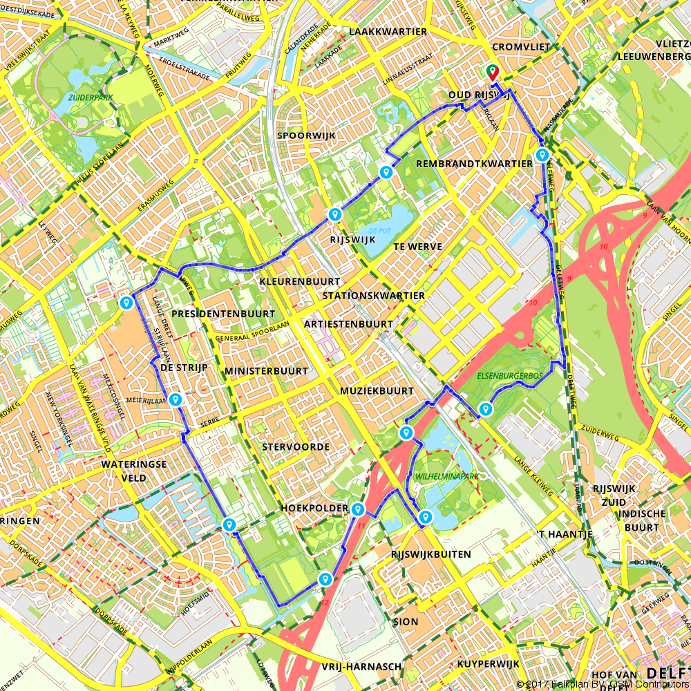 Route through Rijswijk - Rijswijk - Cycling route | Route.nl