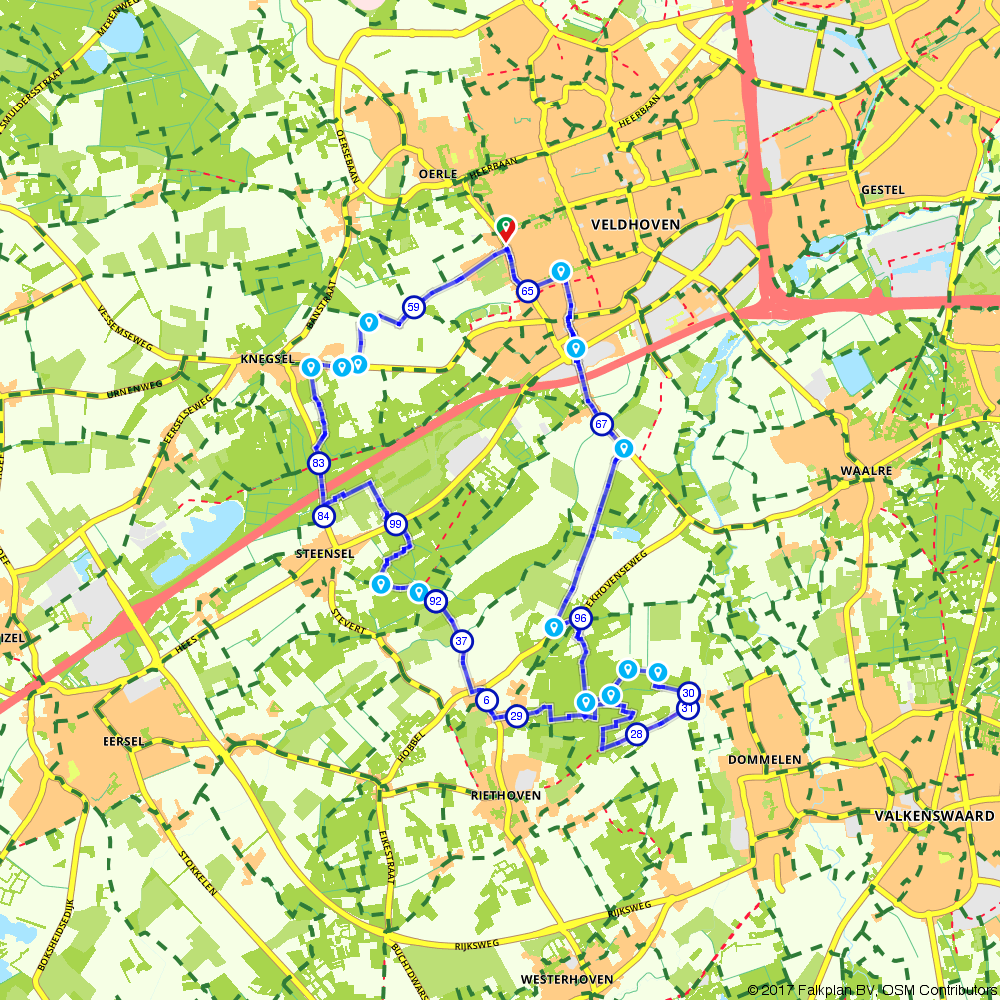 Round riethovensbos - Veldhoven - Hiking route | Route.nl