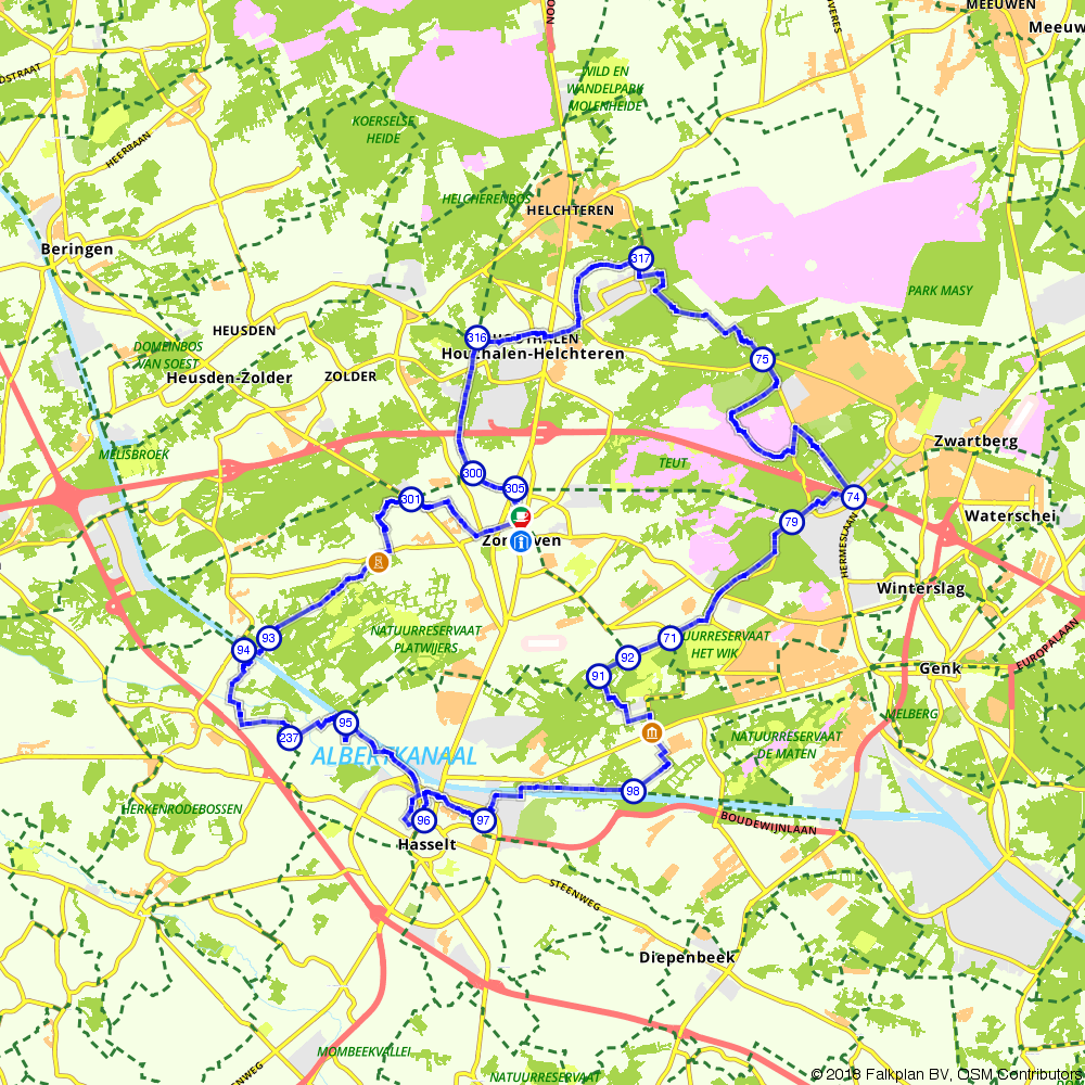 Cycling through nature near Zonhoven - Zonhoven - Cycling route | Route.nl