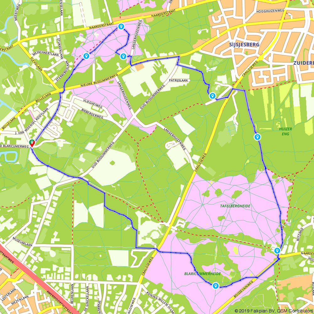 Walking through the woods near Bussum - Huizen - Hiking route | Route.nl