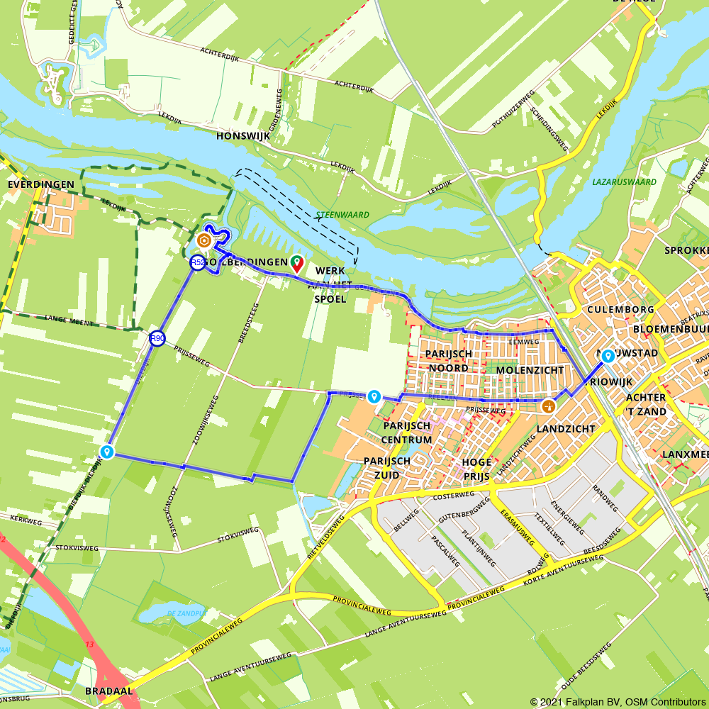 Walking through Culemborg and along the Lek - Culemborg - Hiking route ...