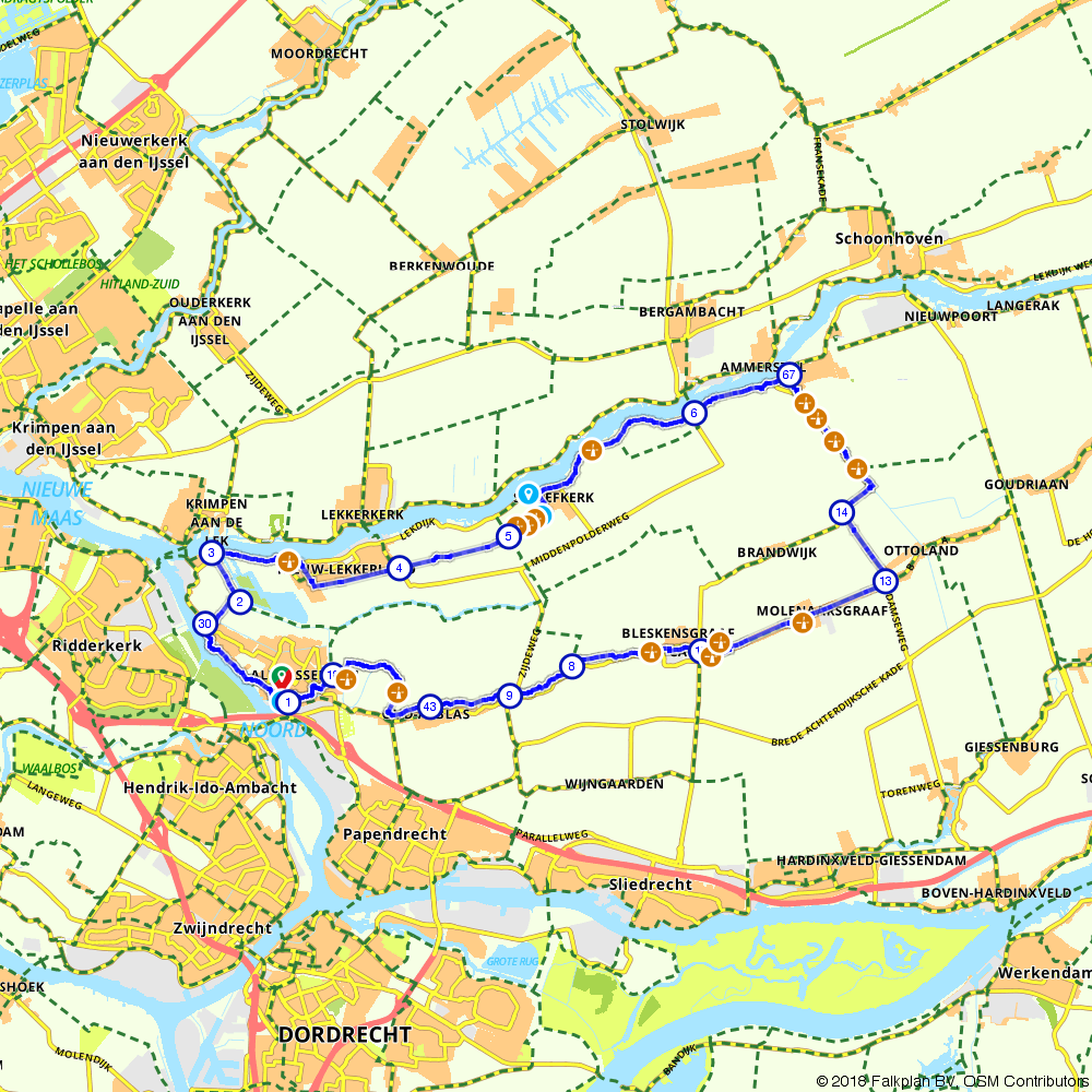 766971 Molenrondje Alblasserdam-Groot Ammers 44km.