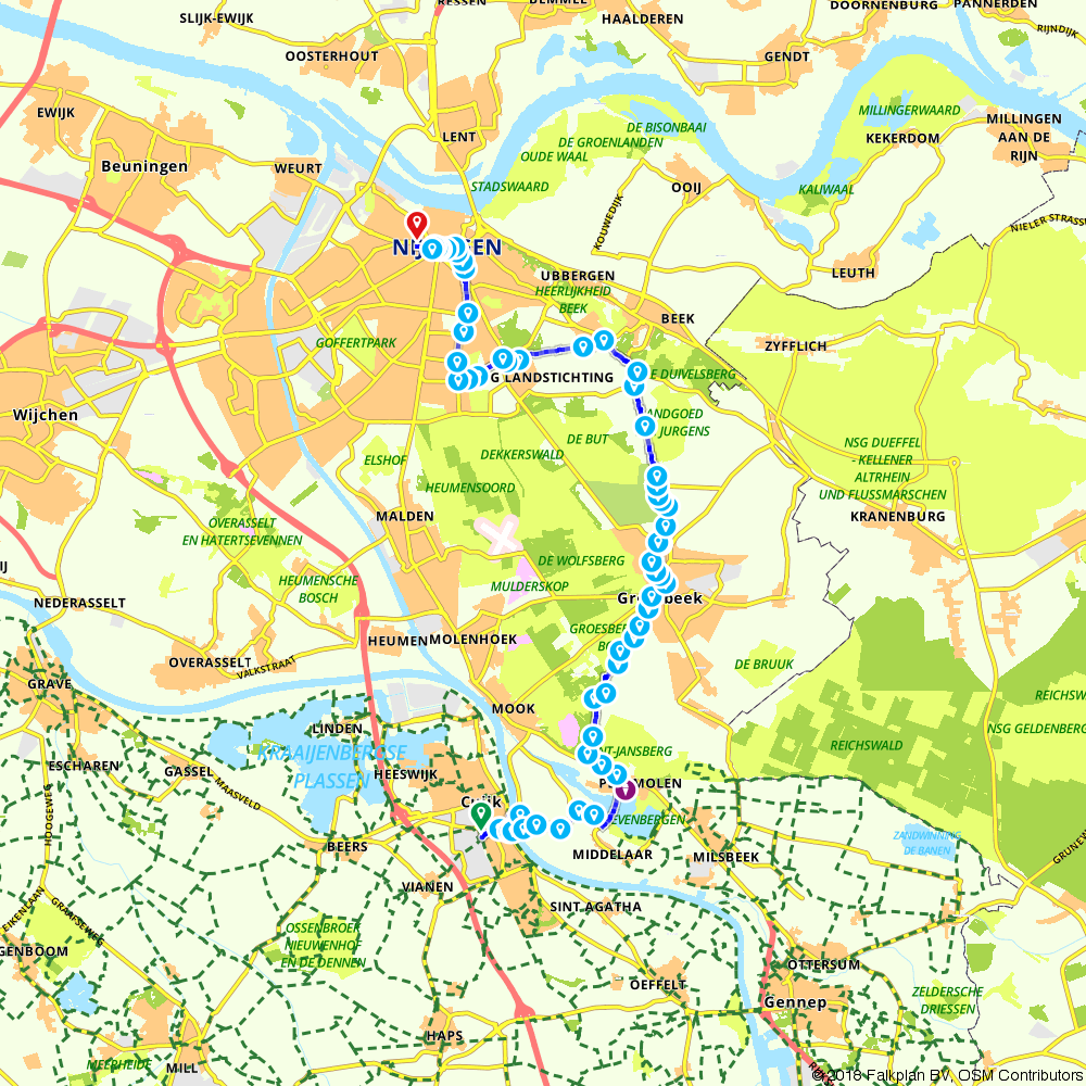 Cuijck-Nijmegen 4day highlights (25km) - Cuijk - Hiking route | Route.nl