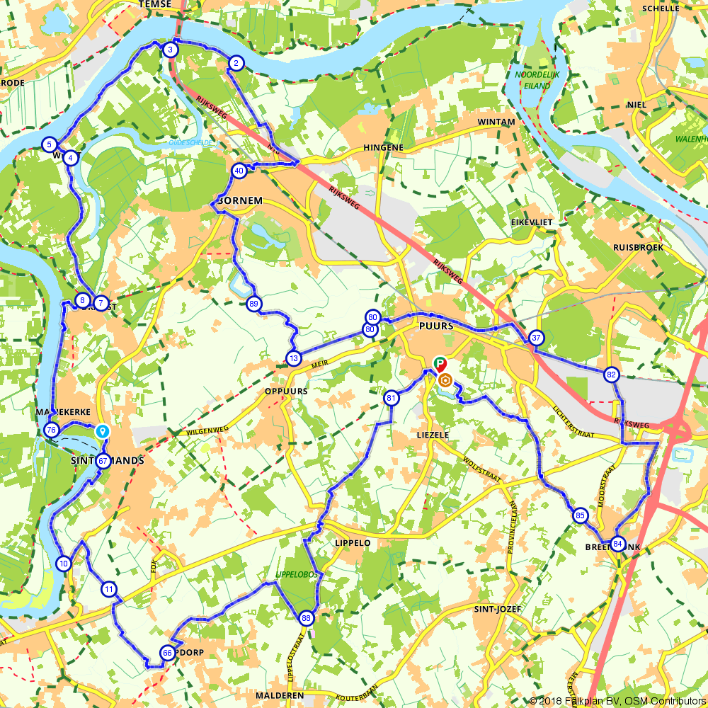 Cycling past forts from WW1 - Puurs-Sint-Amands - Cycling route | Route.nl
