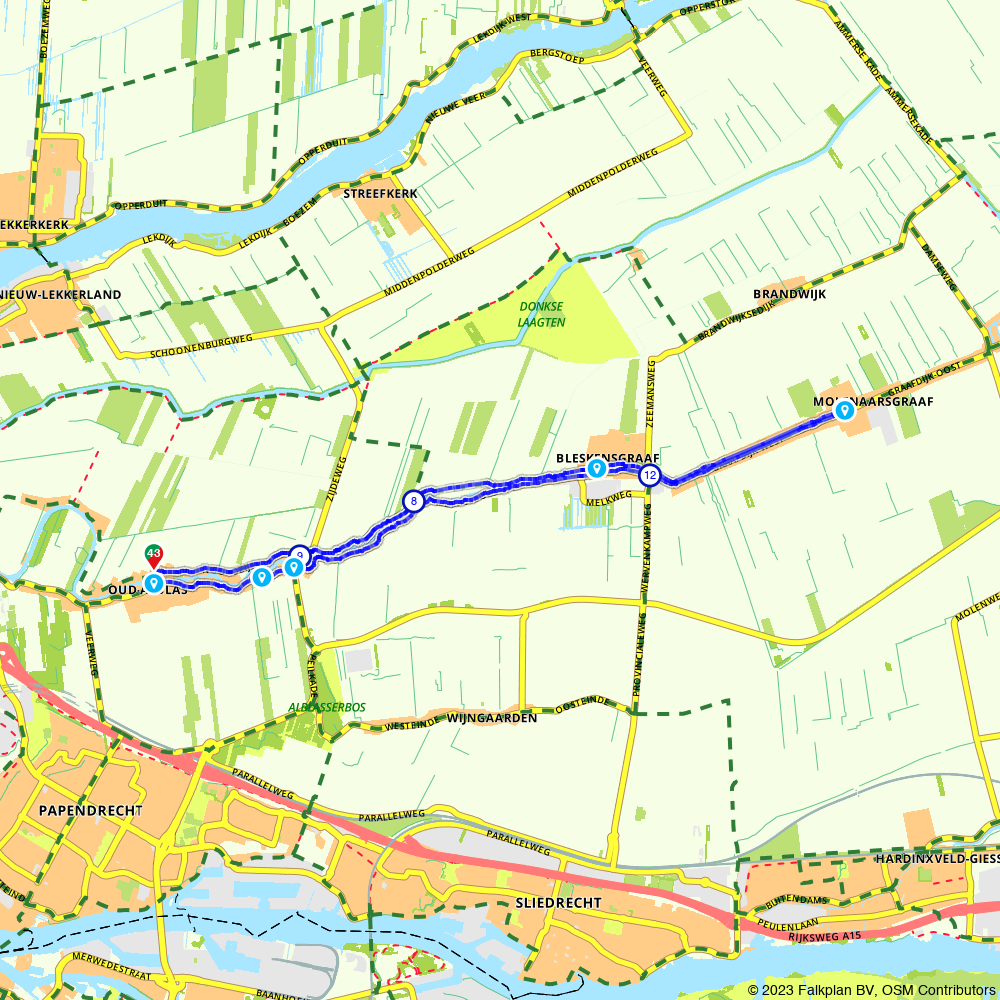 Cycle route 775009 - Oud-Alblas-Bleskensgraaf-Molenaarsgraaf ...