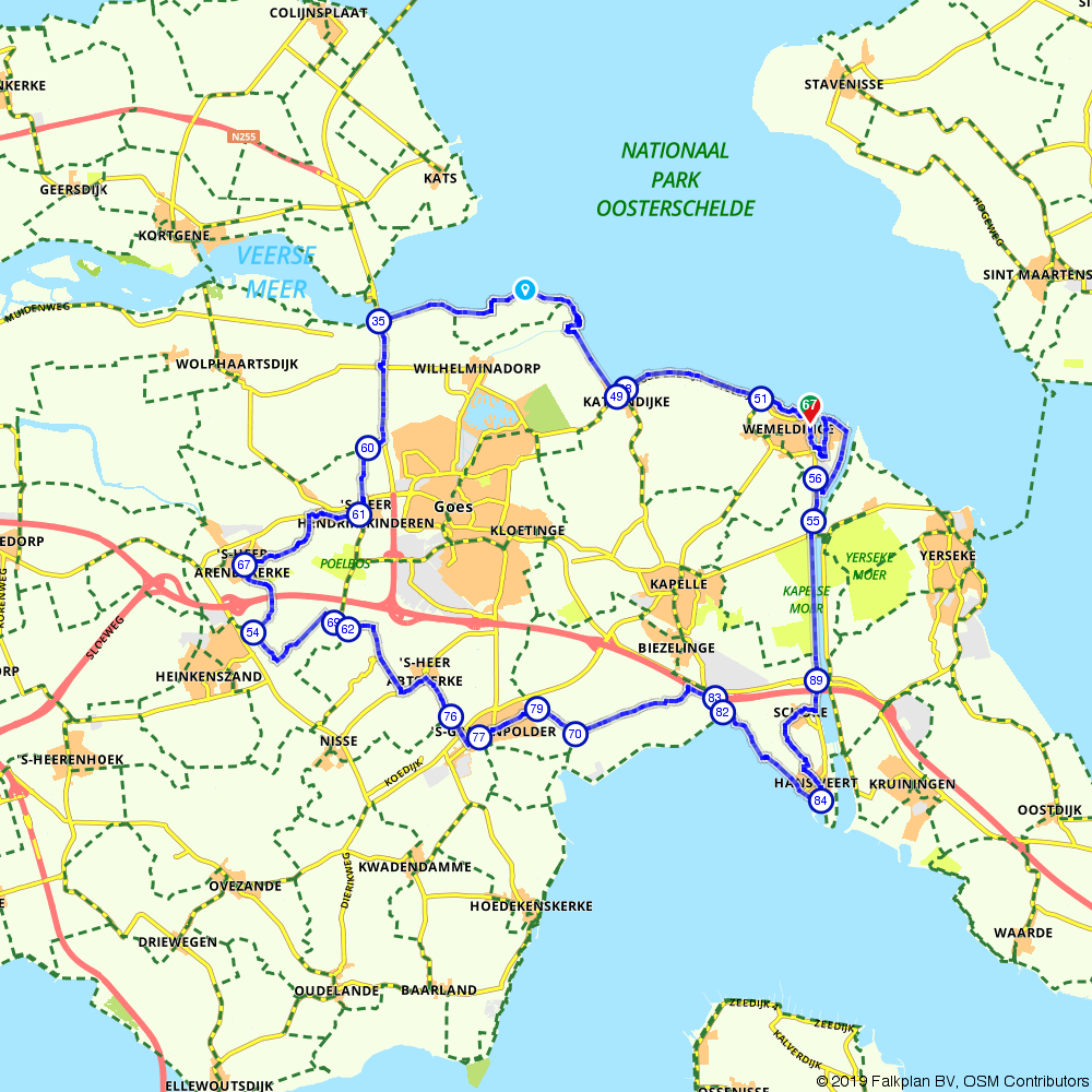 Cycling across South Beveland - Kapelle - Cycling route | Route.nl