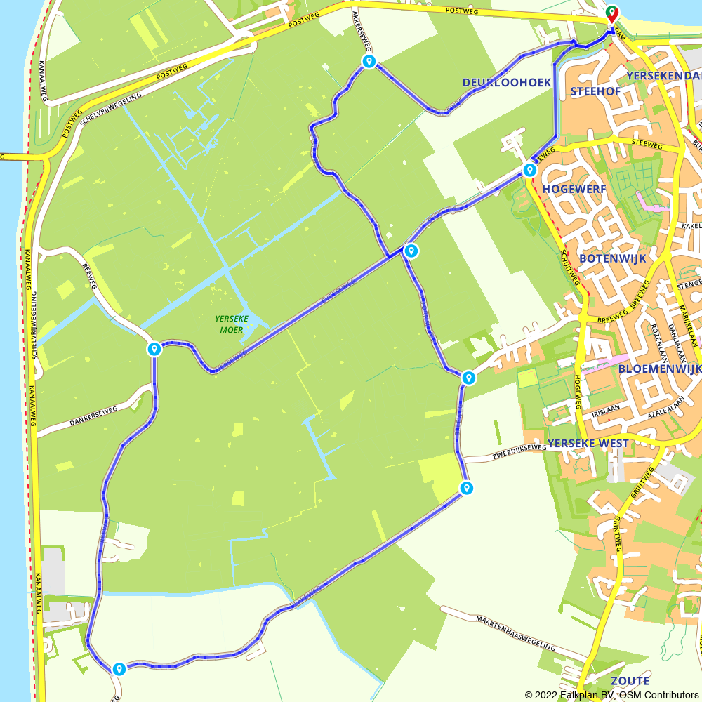 Route through Yerseke - Reimerswaal - Hiking route | Route.nl