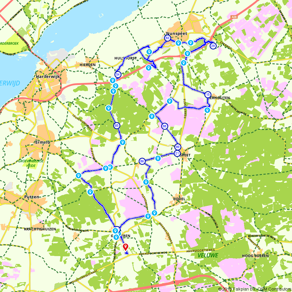Route Garderen Elspeet Nunspeet Garderen - Barneveld - Cycling route ...