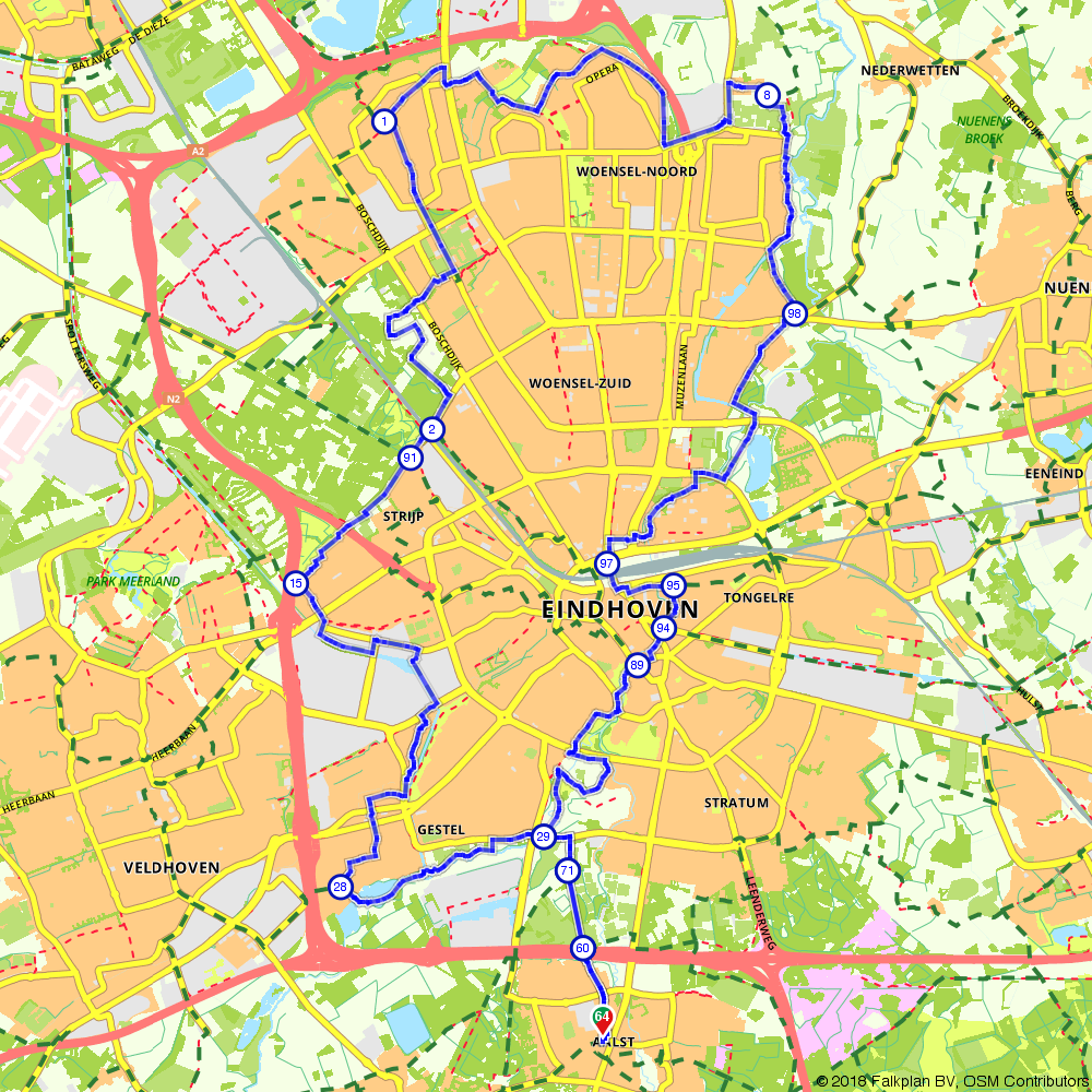 Eindhoven-West - Waalre - Fietsroute | Route.nl