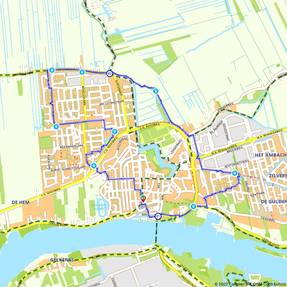 Walking through Schoonhoven - Krimpenerwaard - Hiking route | Route.nl