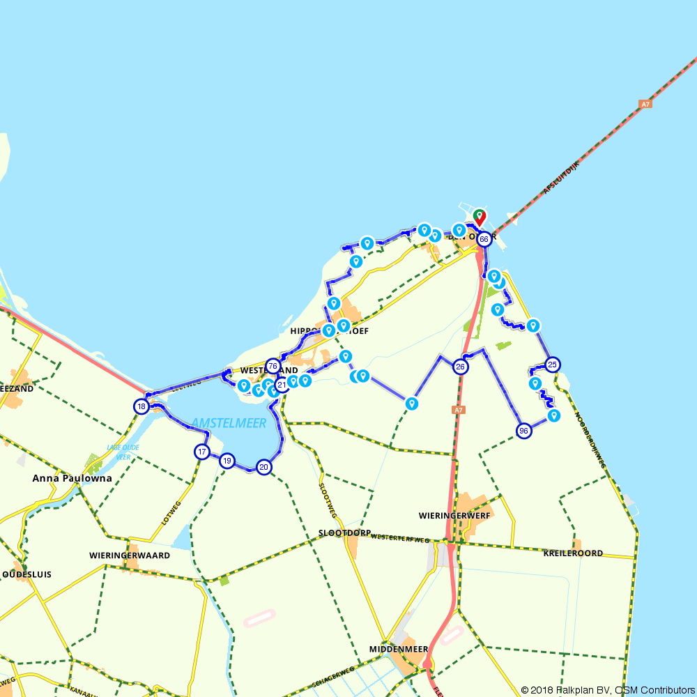 FA5-2018 Den Oever Def route - Hollands Kroon - Fietsroute | Route.nl