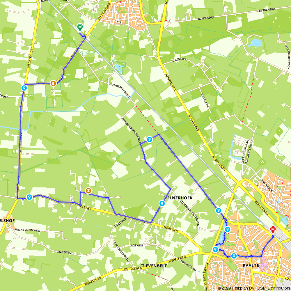 Train walking: castle route Heino-Raalte - Raalte - Hiking route | Route.nl