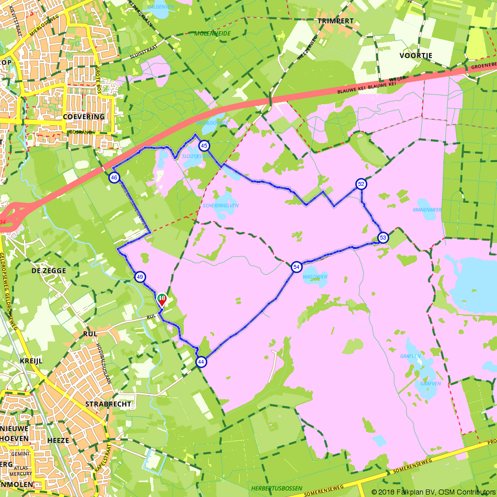 Strabrechtse Heide 10 km - Heeze-Leende - Hiking route | Route.nl