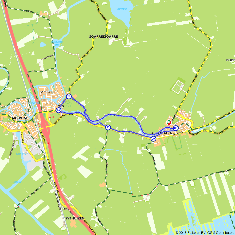 Walking from Oldeboorn to Akkrum - Heerenveen - Hiking route | Route.nl