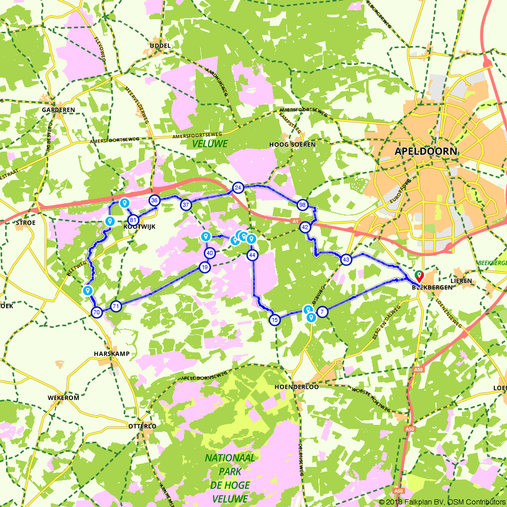 Zomers Toertje Beekbergen - Apeldoorn - Fietsroute | Route.nl