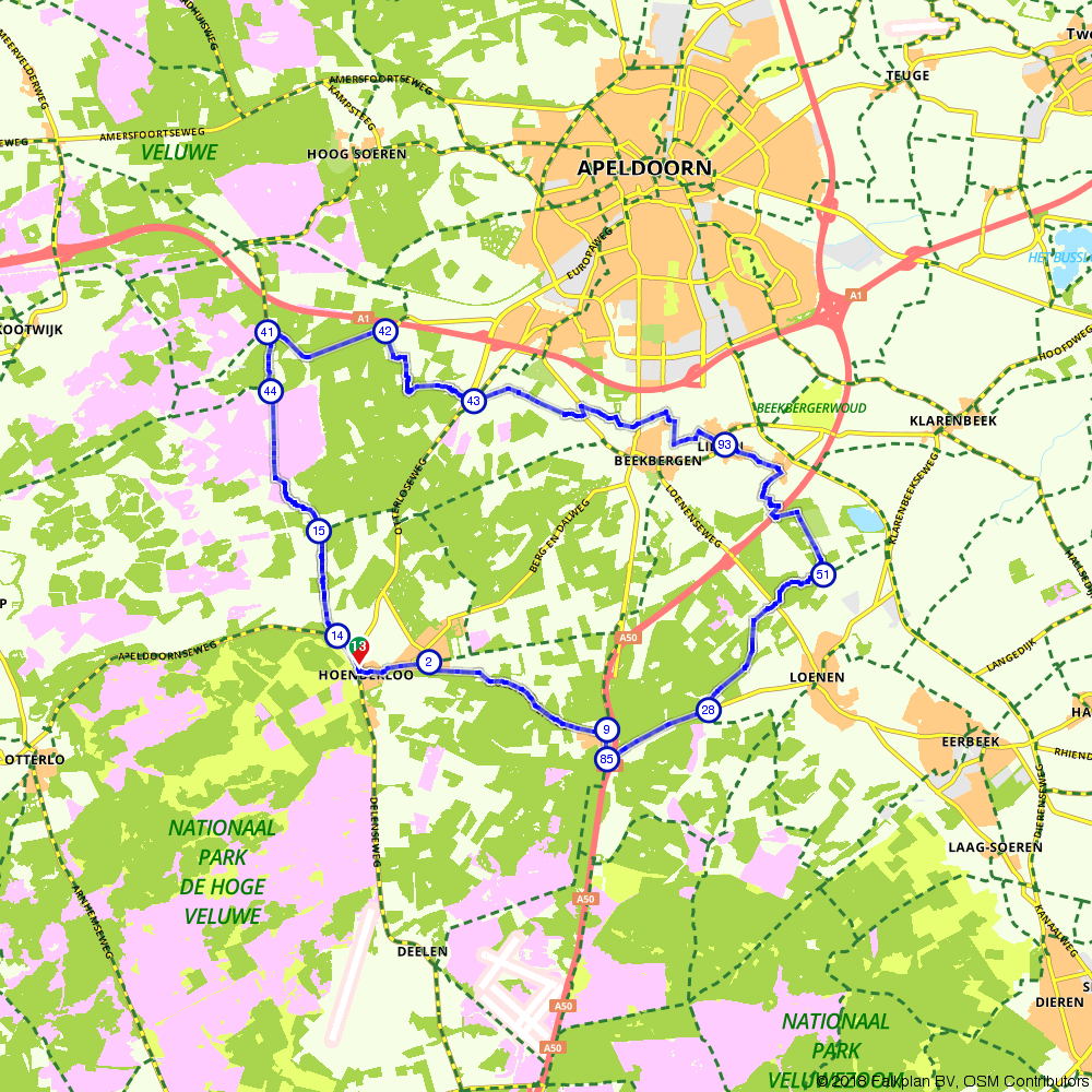 Hoenderloo - Beekbergen - Apeldoorn - Fietsroute | Route.nl