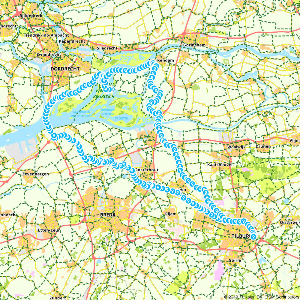 Round Biesbosch - Tilburg - Cycling route | Route.nl