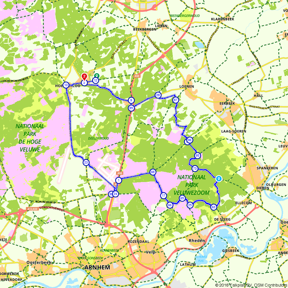 Hoenderloo Veluwezoom 49km - Apeldoorn - Fietsroute | Route.nl