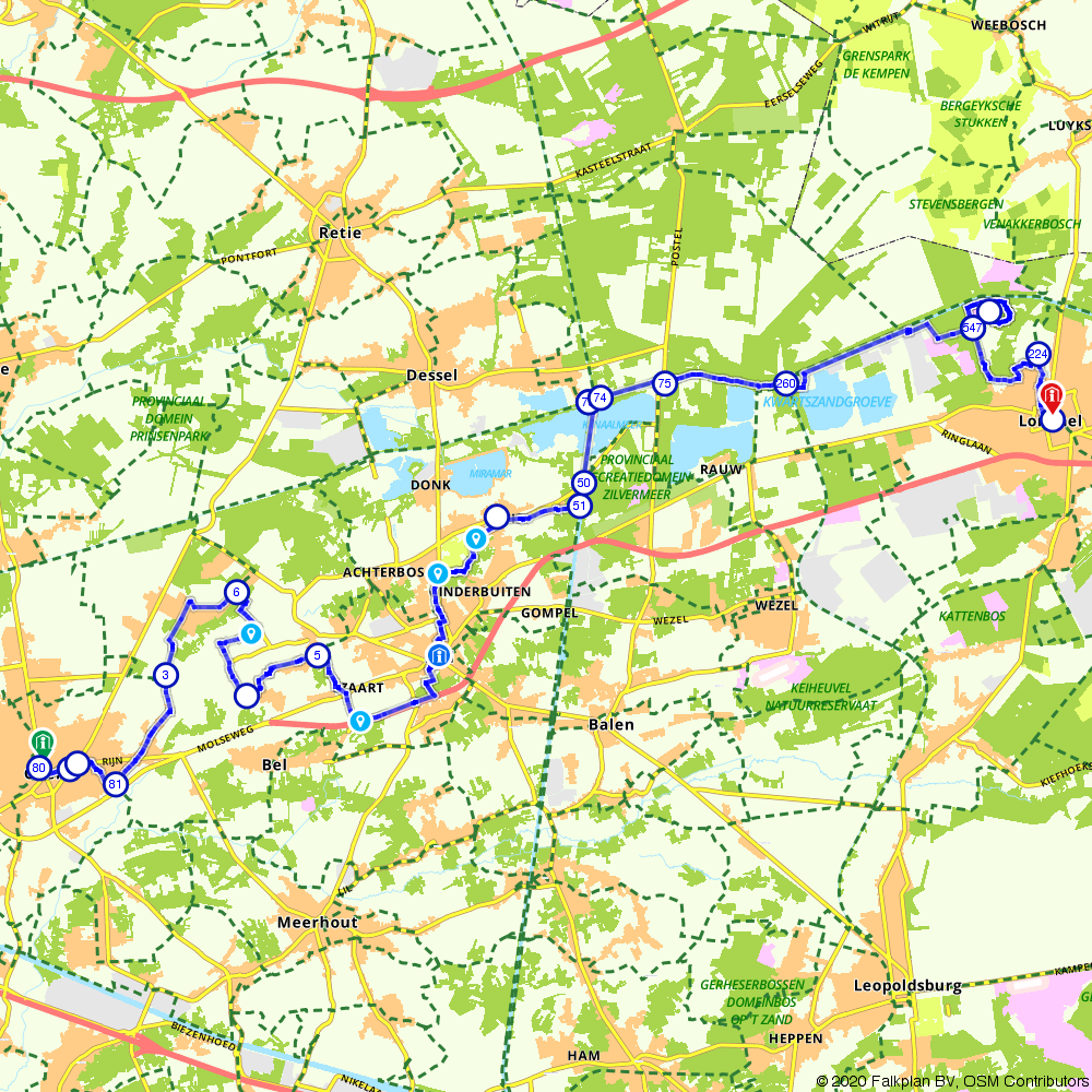 Vlaamse Meesters route etappe 3 - Geel - Fietsroute | Route.nl