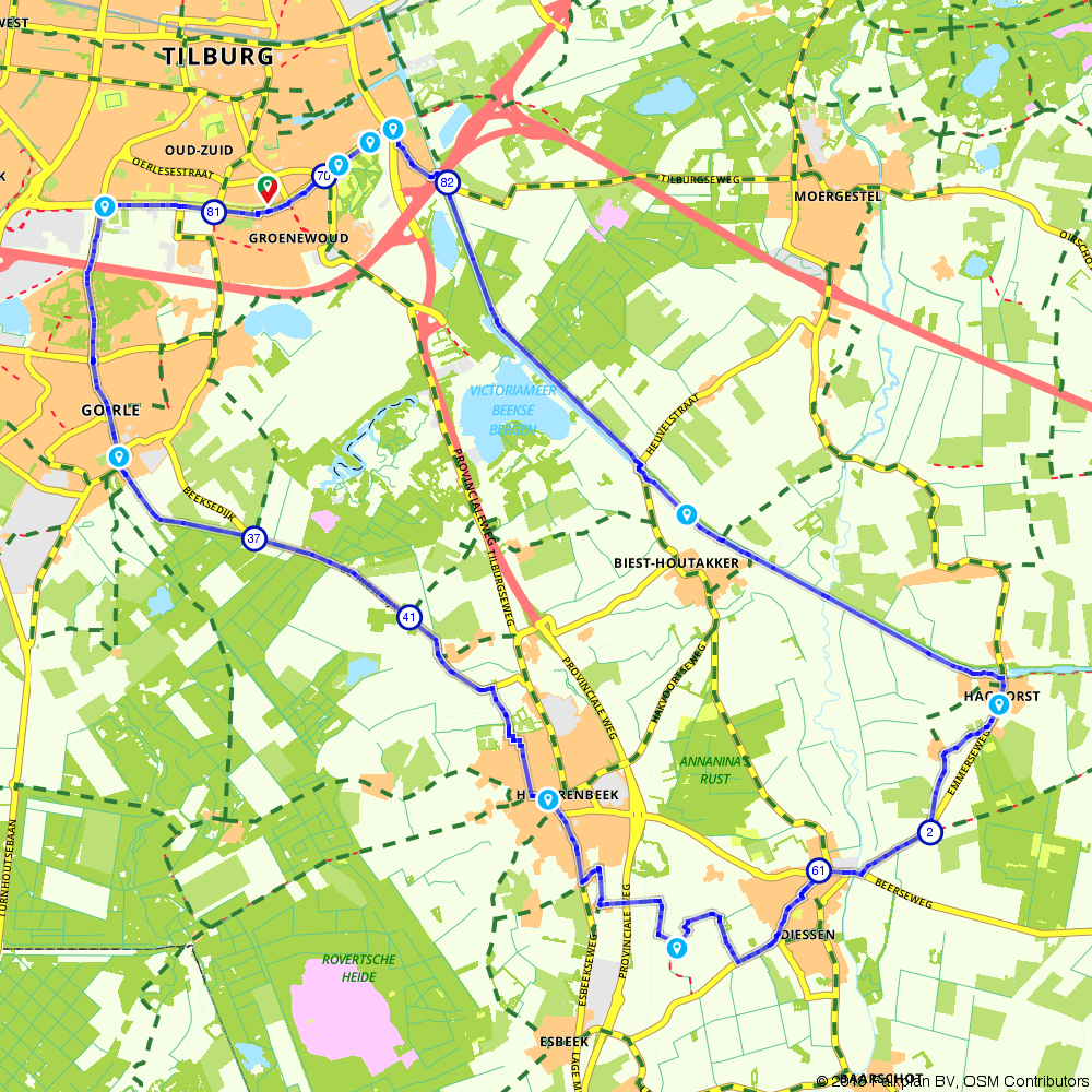 Route Tilburg - Haghorst - Goirle - Tilburg - Tilburg - Cycling route ...