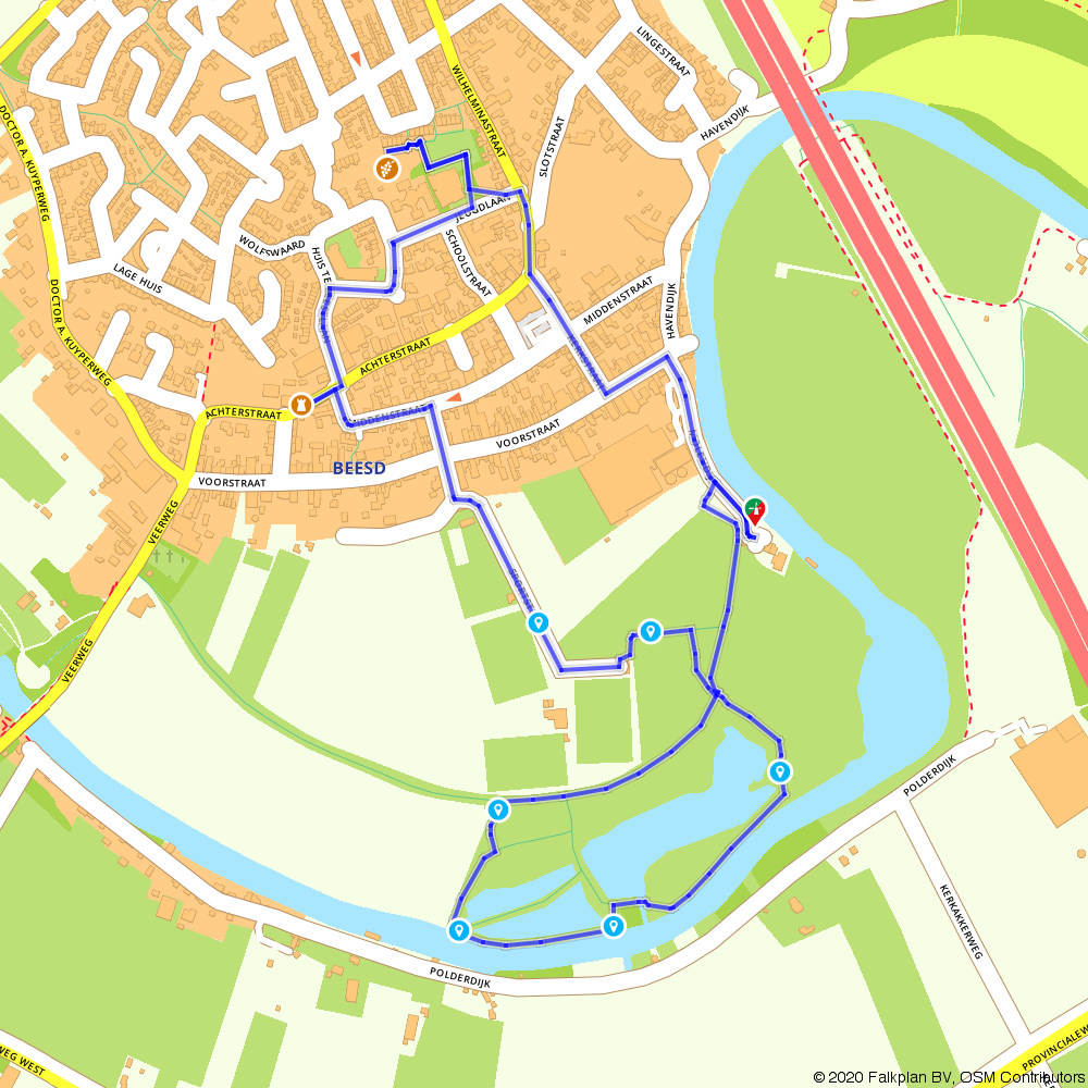 Village walk through Beesd - West Betuwe - Hiking route | Route.nl